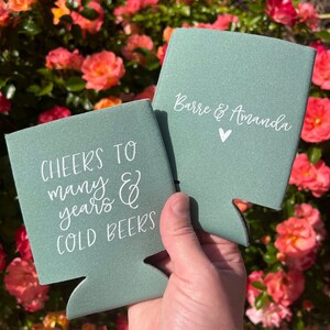 Personalized “cheers to Many Years & Cold Beers” Wedding Can Coolers ...