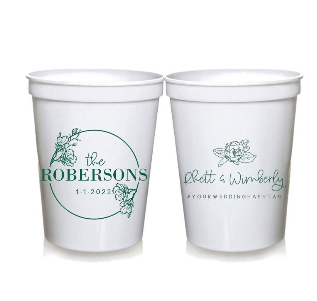Magnolia Wedding Reception Cups | Wedding Favors | Wedding Party Cups ...