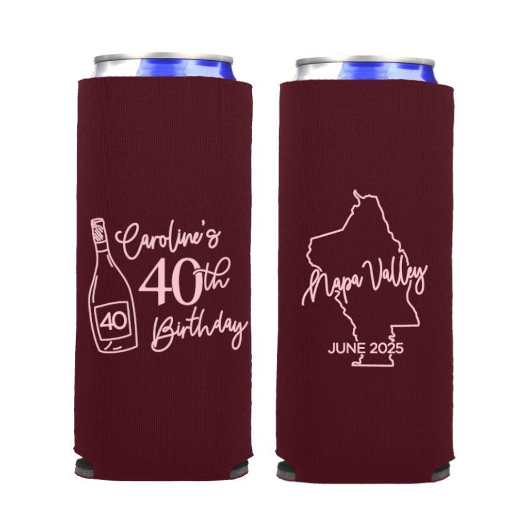 40th Birthday Party Can Coolers | Winery Weekend Favors | 30th Birthday ...