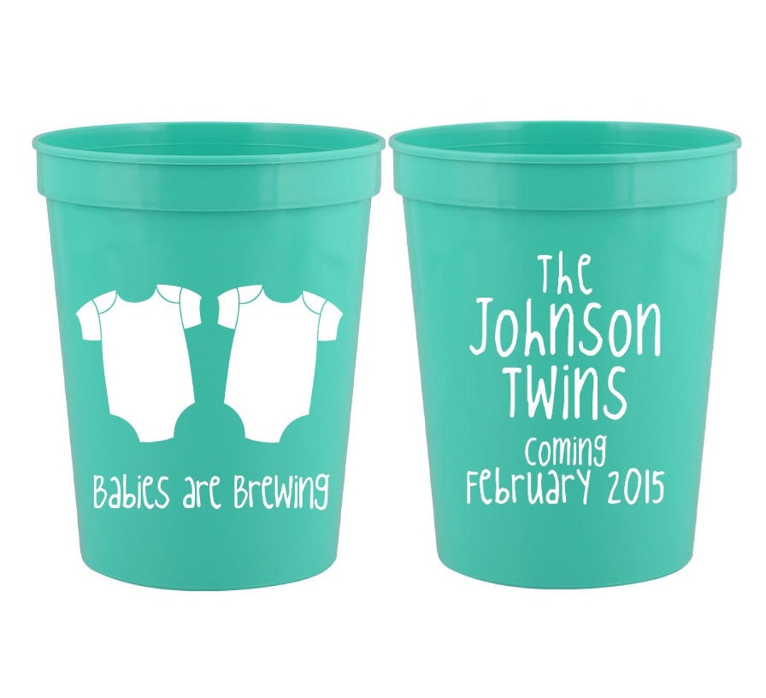 Twins Baby Shower Cups | Baby Shower Party Cups | Twin Gender Reveal ...