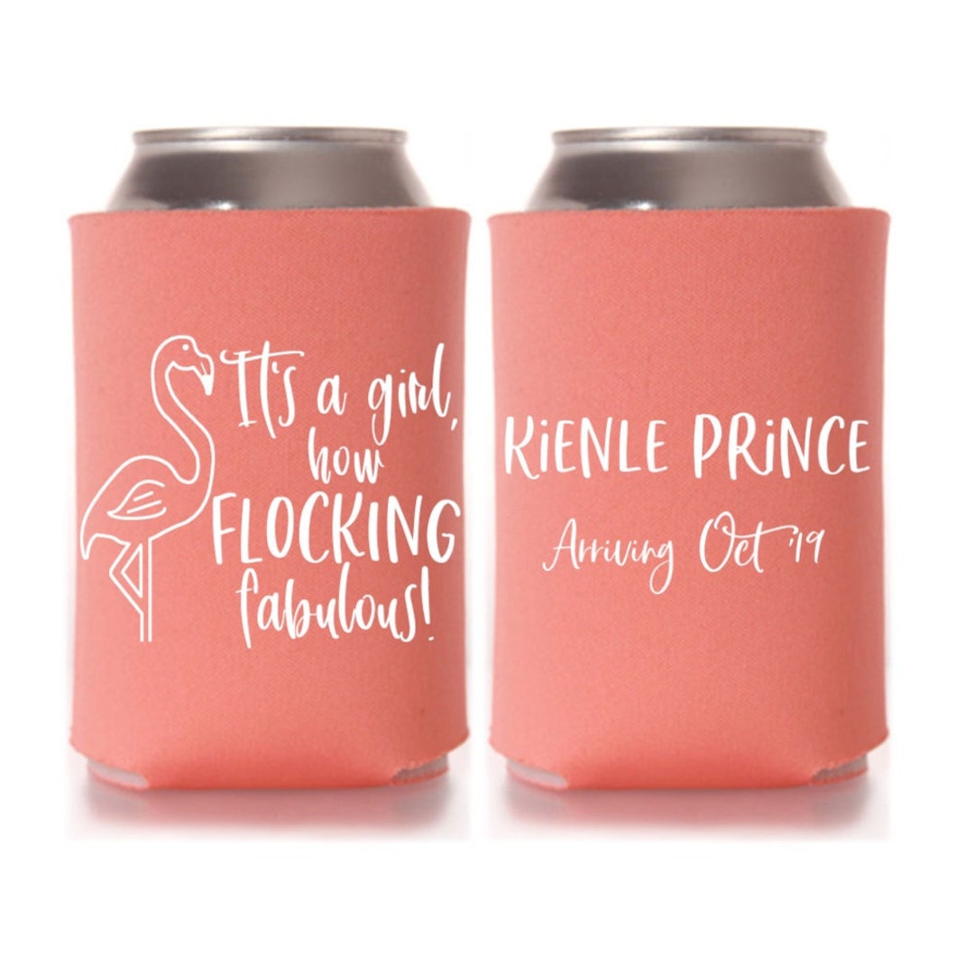 Flamingo Baby Girl Baby Shower Personalized Can Coolers - Custom Gender ...