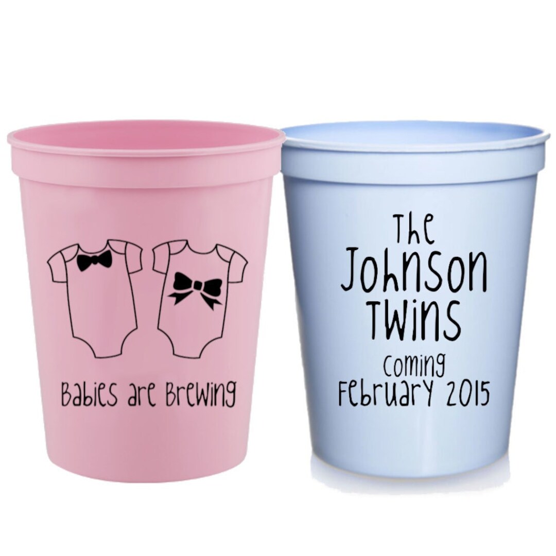 Boy & Girl Twins Baby Shower Cups | Baby Shower Party Cups | Twin ...