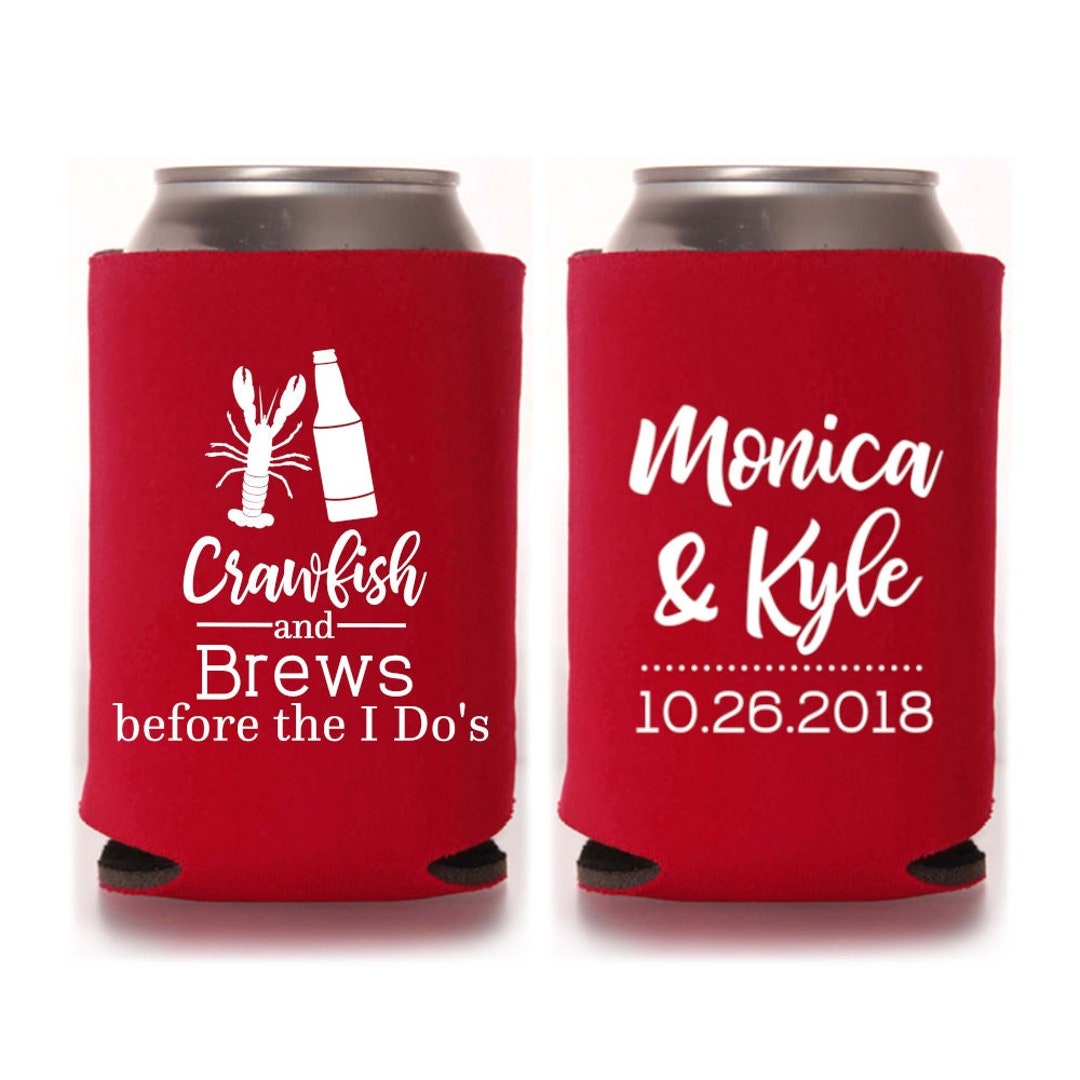 Crawfish and Brews Engagement Party Favors | Personalized Can Coolers ...