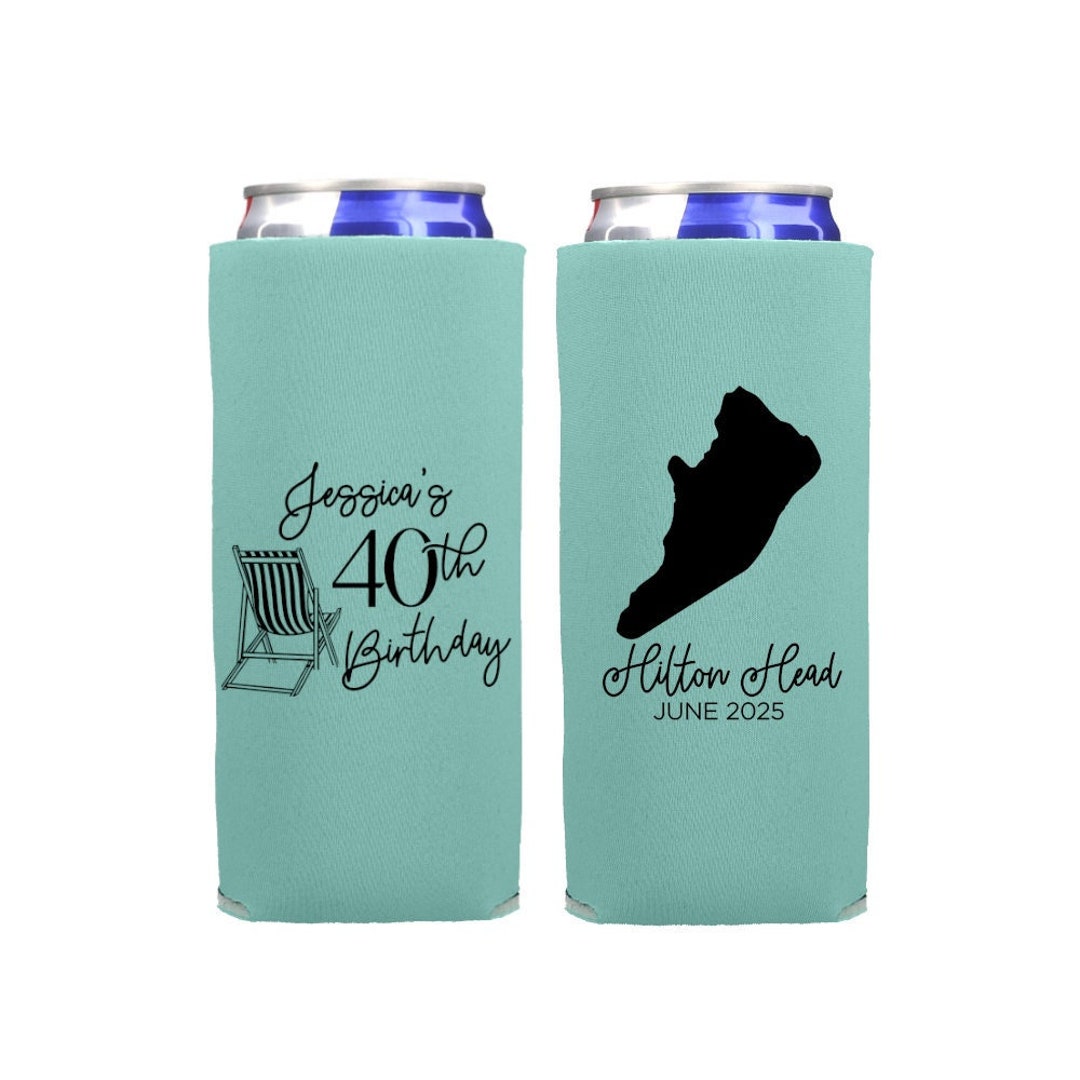 40th Birthday Party Can Coolers | Beach Weekend Birthday Favors | 30th ...