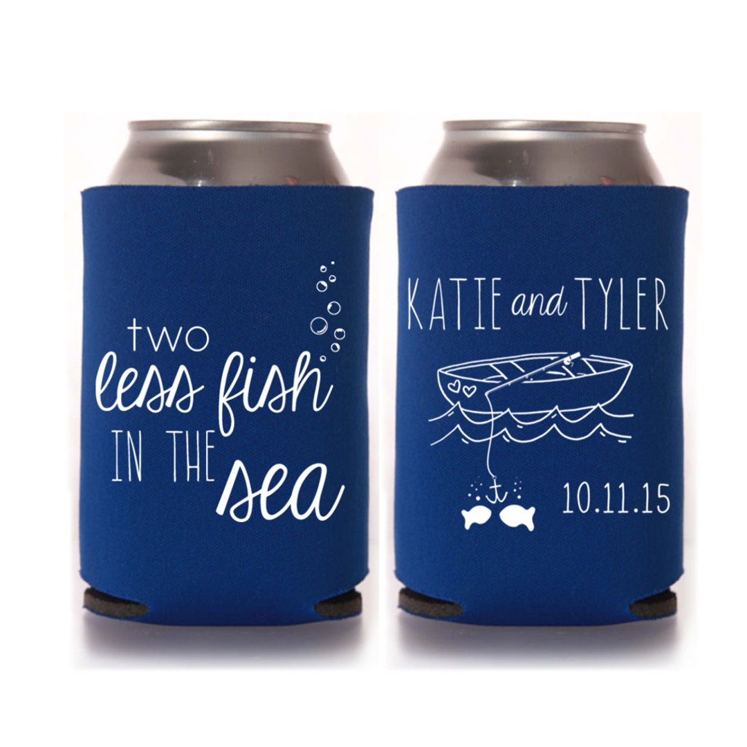 Personalized 'two Less Fish in the Sea' Wedding Can Coolers: Custom ...
