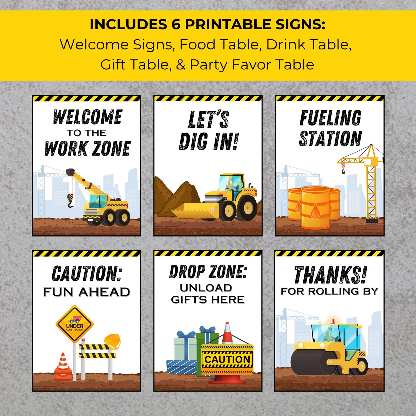 Construction Birthday Display Signs, Construction Birthday Welcome Sign ...
