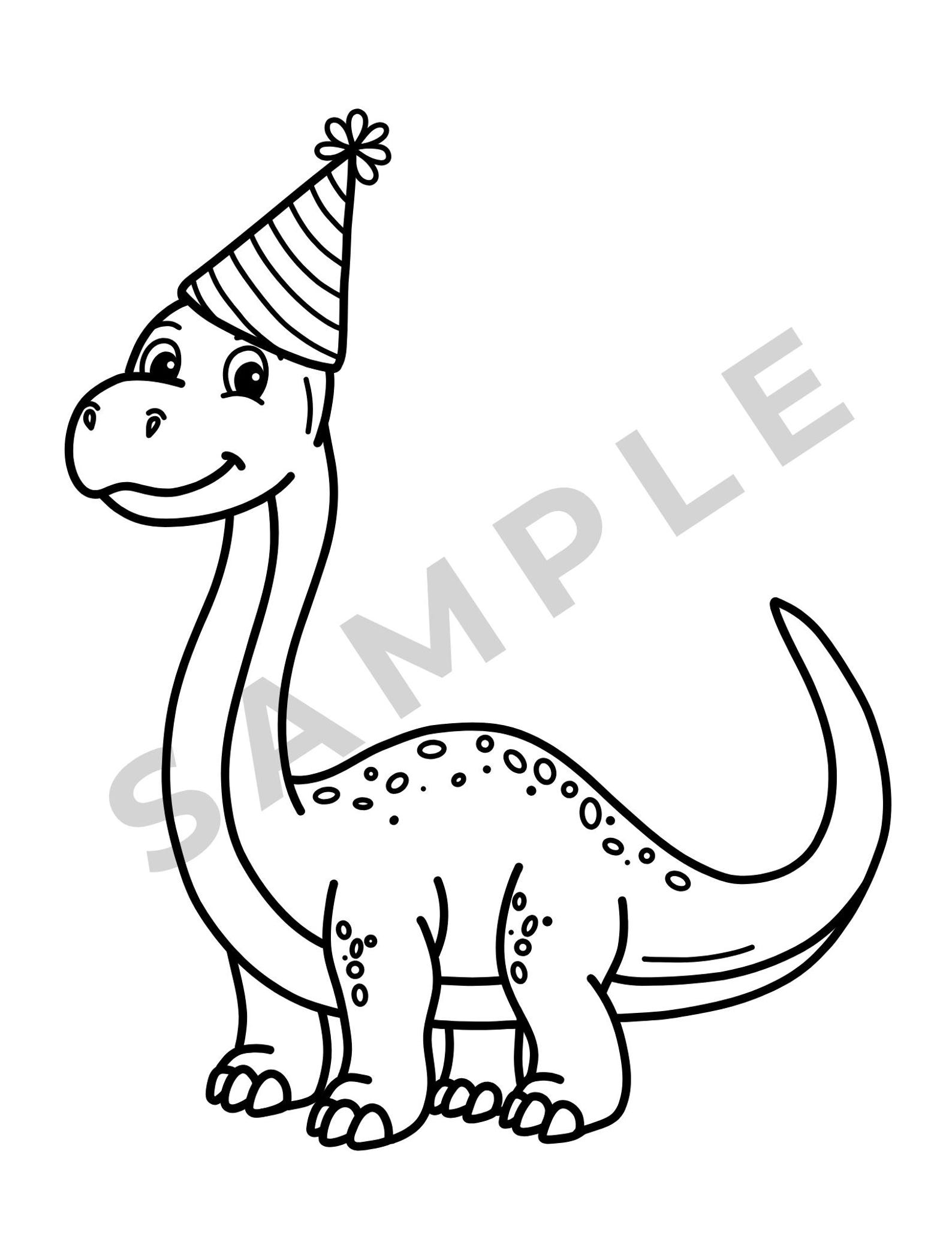 Dinosaur Birthday Coloring Pages, Dinosaur Party Activity, Dinosaur ...