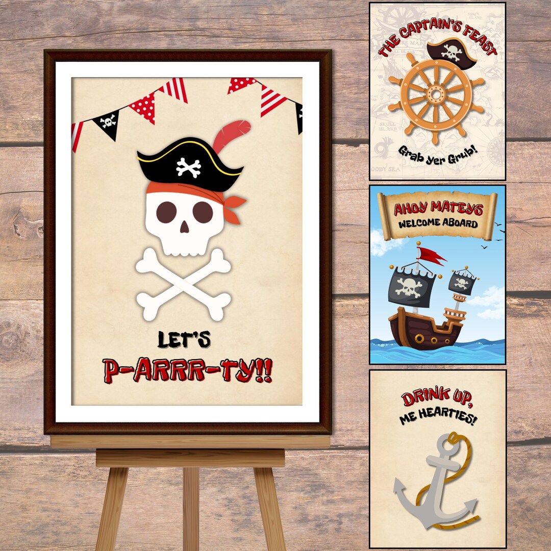 Pirate Birthday Display Signs, Pirate Birthday Welcome Sign, Pirate ...