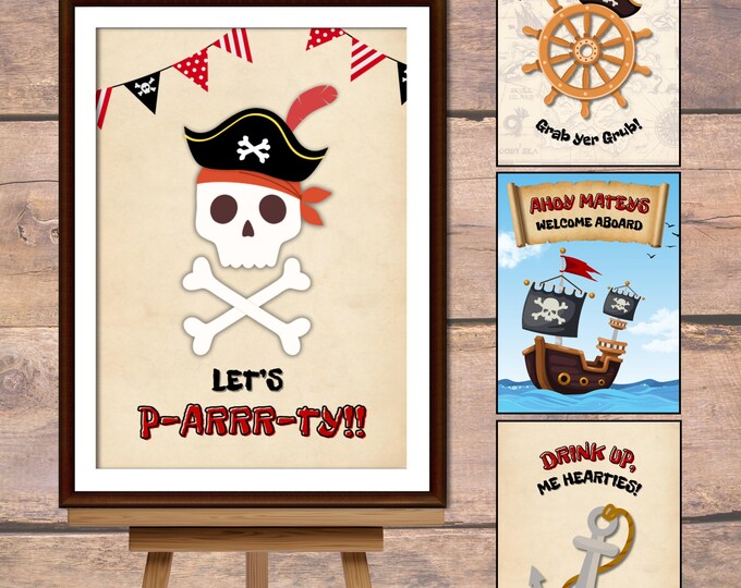 Printable Pirate Themed Party Signs, Printable Pirate Party Decor, Old ...