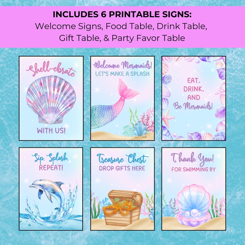 Mermaid Birthday Display Signs, Mermaid Birthday Welcome Sign, Under ...