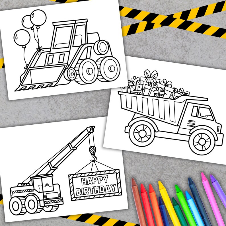 Construction Birthday Coloring Pages, Construction Party Activity ...