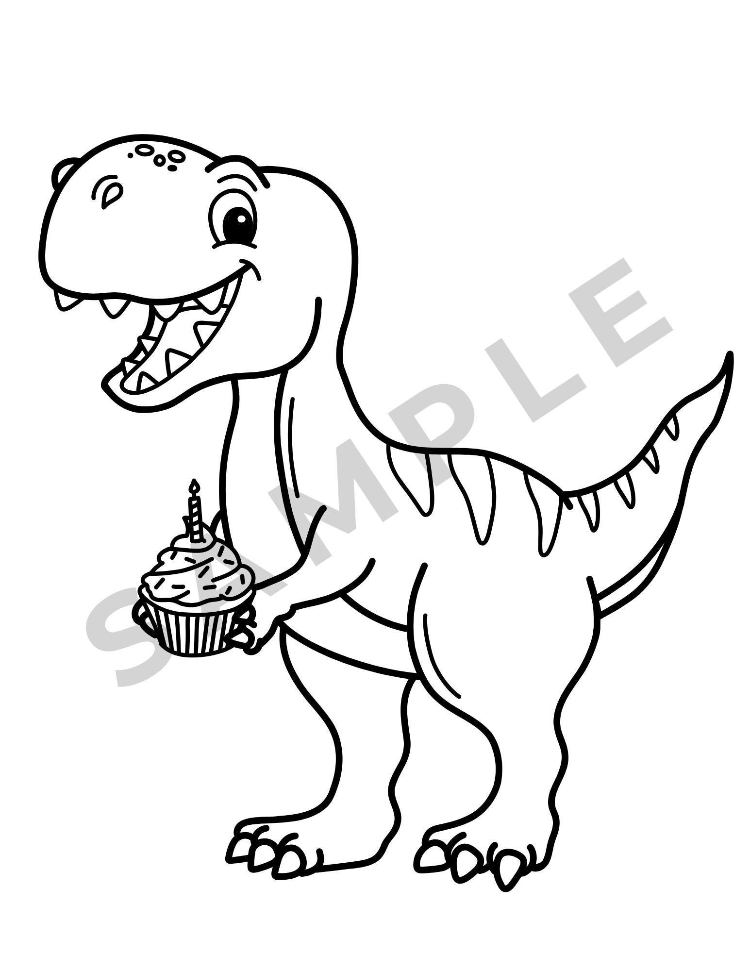 Dinosaur Birthday Coloring Pages, Dinosaur Party Activity, Dinosaur ...