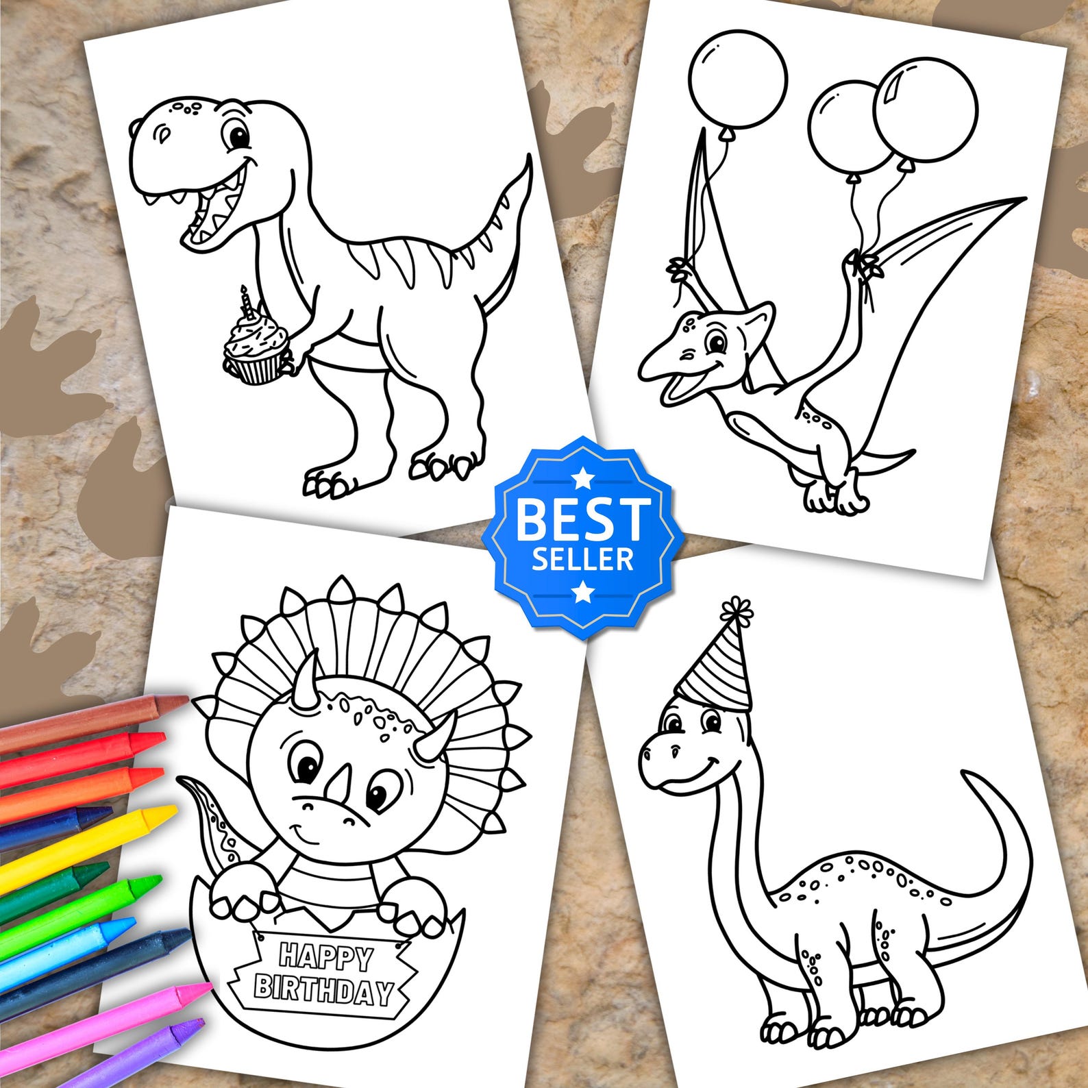 Dinosaur Birthday Coloring Pages, Dinosaur Party Activity, Dinosaur ...