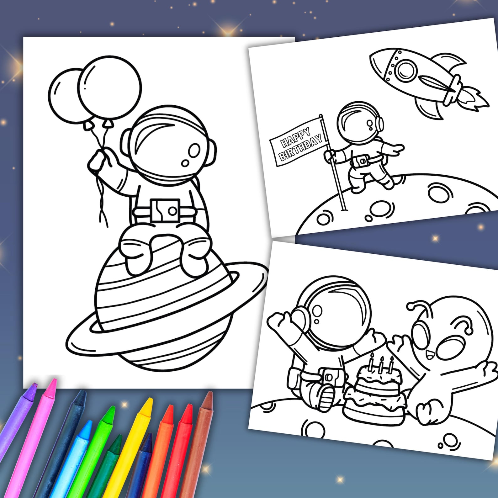 Space Birthday Coloring Pages, Astronaut Coloring Pages, Space Theme ...