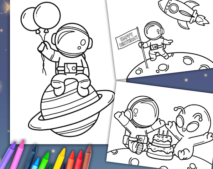 Space Birthday Coloring Pages, Astronaut Coloring Pages, Space Theme ...