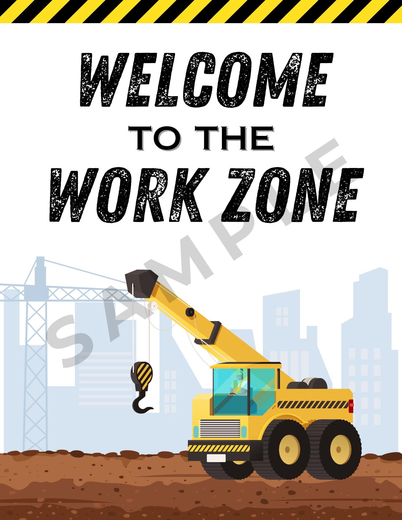 Construction Birthday Display Signs, Construction Birthday Welcome Sign ...