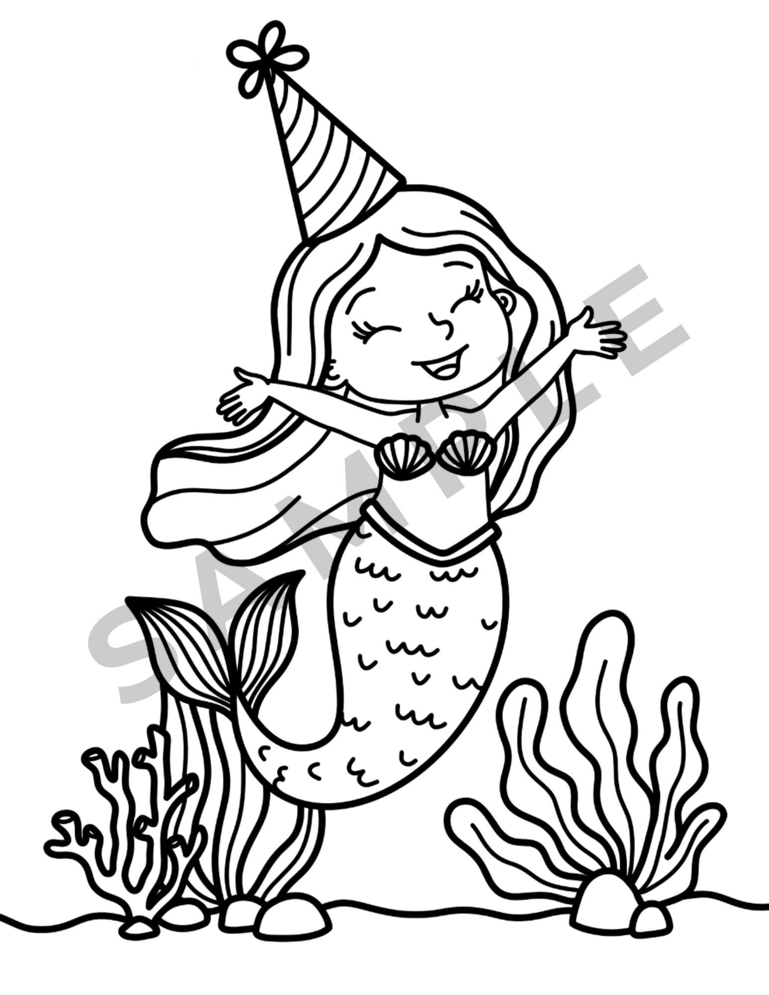 Mermaid Birthday Coloring Pages, Under the Sea Coloring Pages, Mermaid ...