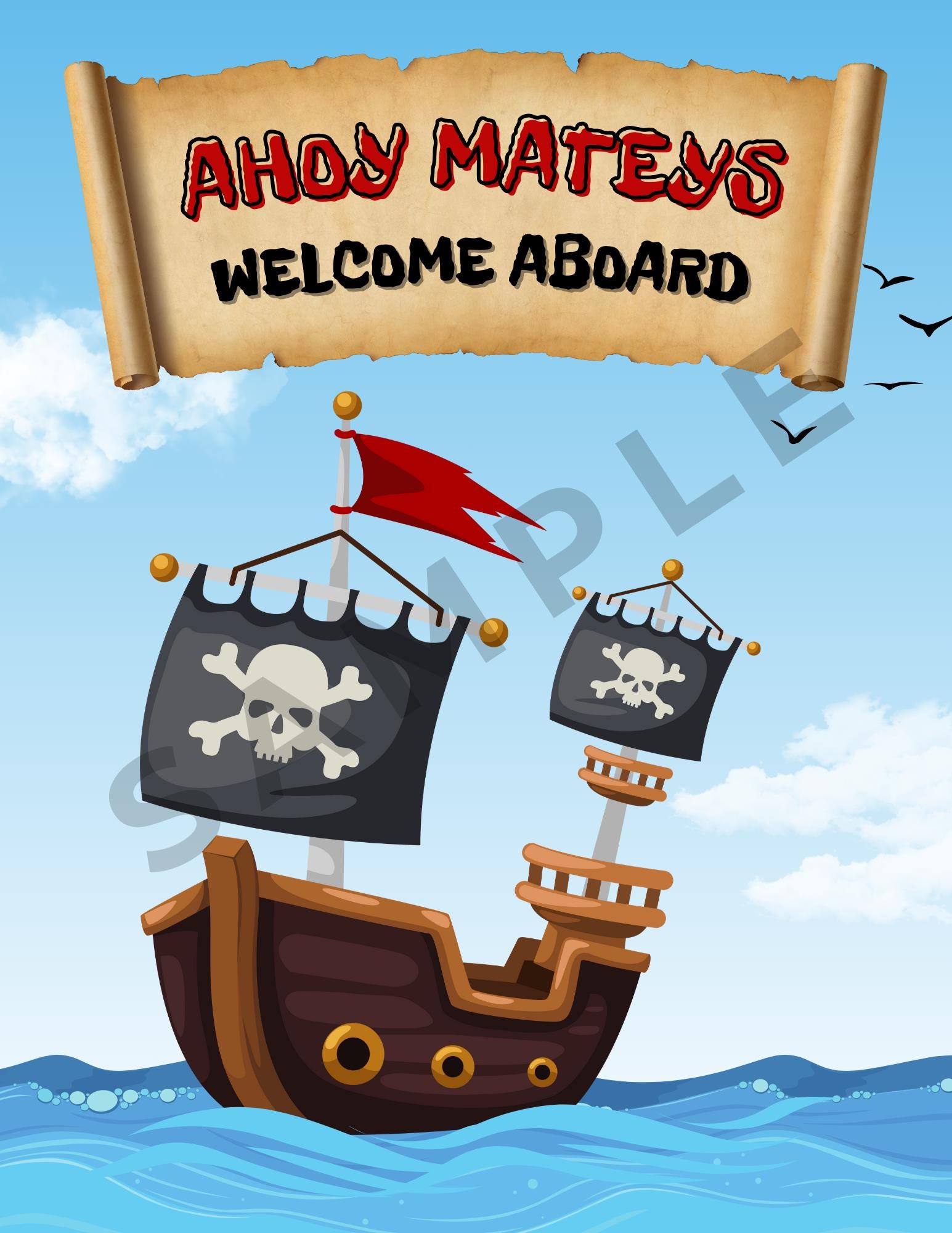 Pirate Birthday Display Signs, Pirate Birthday Welcome Sign, Pirate ...