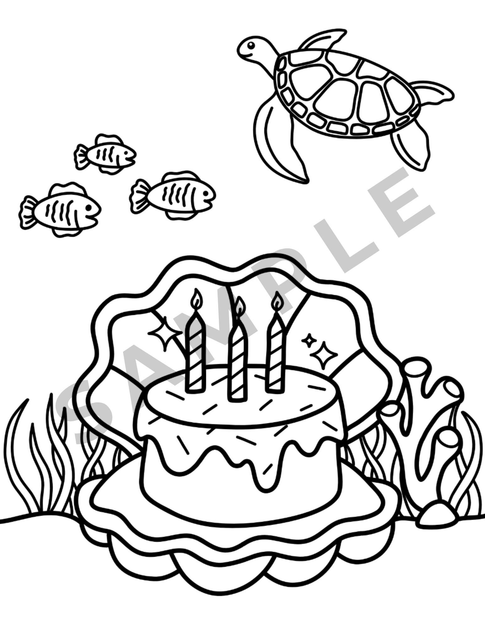 Mermaid Birthday Coloring Pages, Under the Sea Coloring Pages, Mermaid ...
