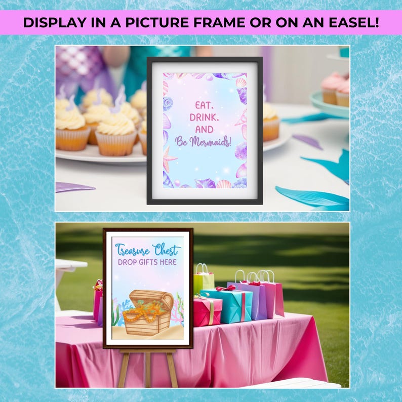 Mermaid Birthday Display Signs, Mermaid Birthday Welcome Sign, Under ...