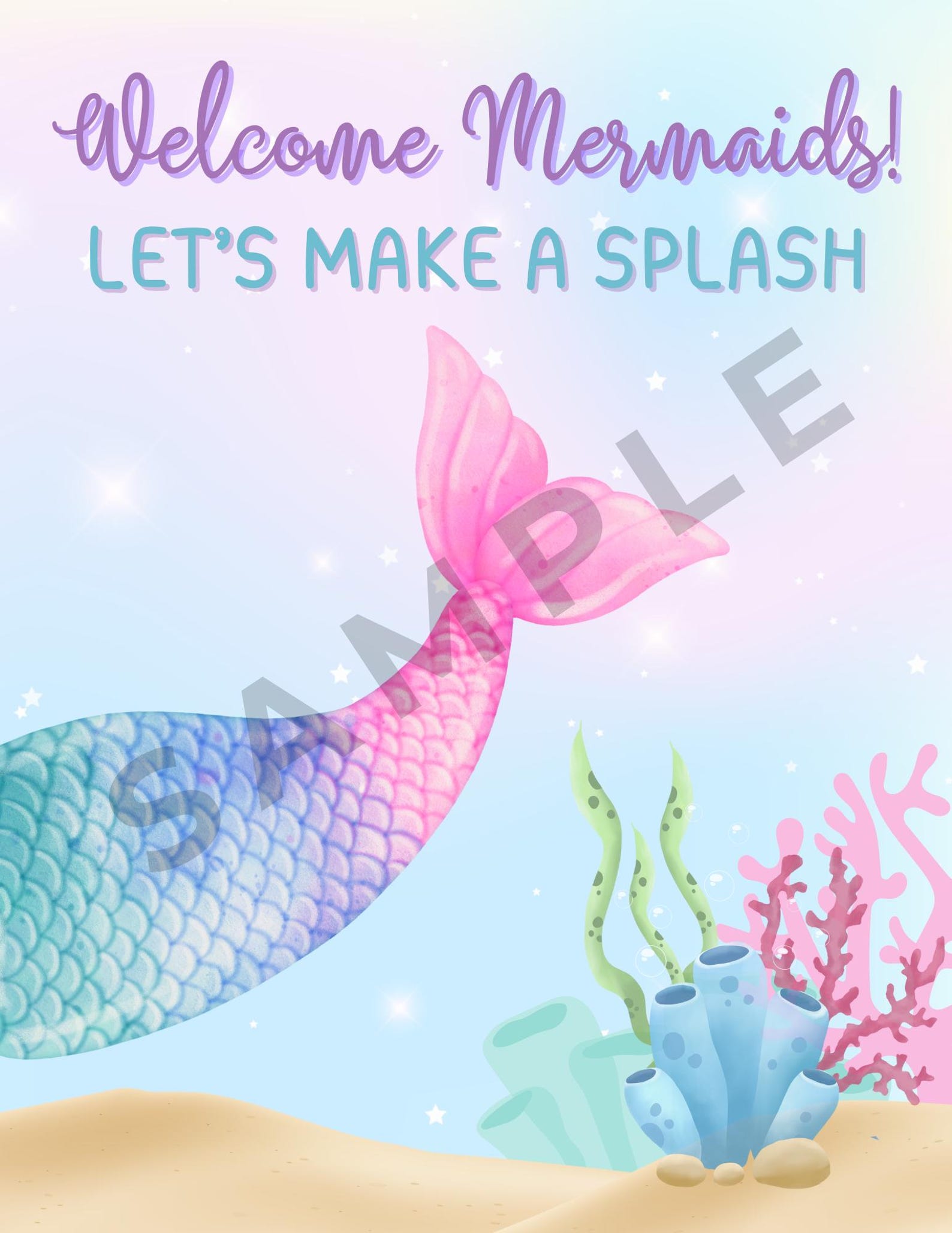 Mermaid Birthday Display Signs, Mermaid Birthday Welcome Sign, Under ...