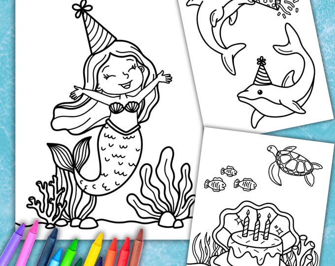 Mermaid Birthday Coloring Pages, Under the Sea Coloring Pages, Mermaid ...