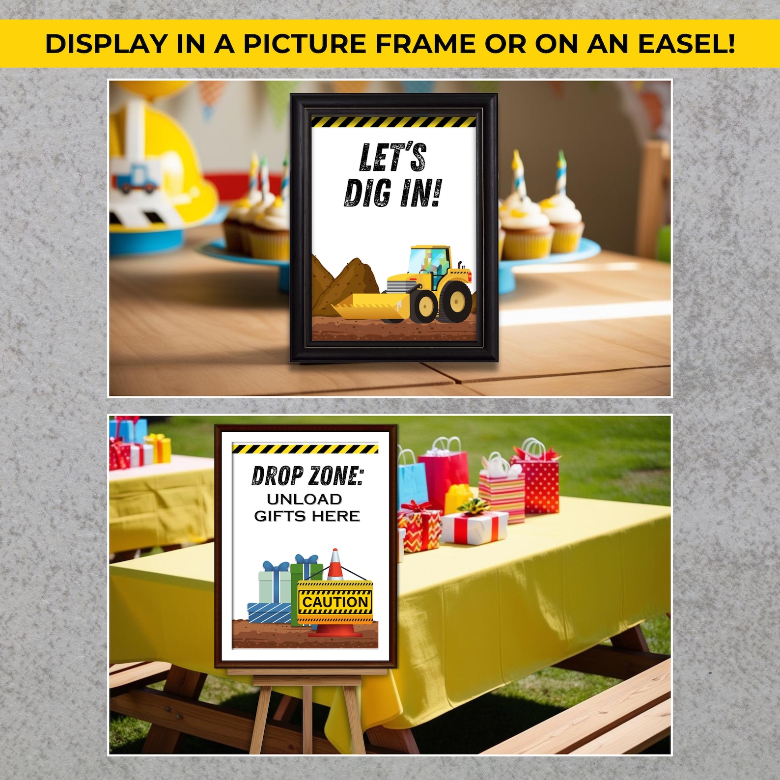 Construction Birthday Display Signs, Construction Birthday Welcome Sign ...