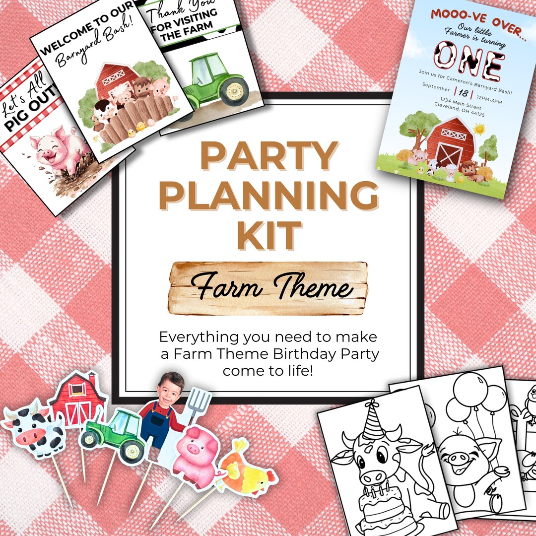 Farm Birthday Party Planning Kit, All in One Kit Includes Invitation ...
