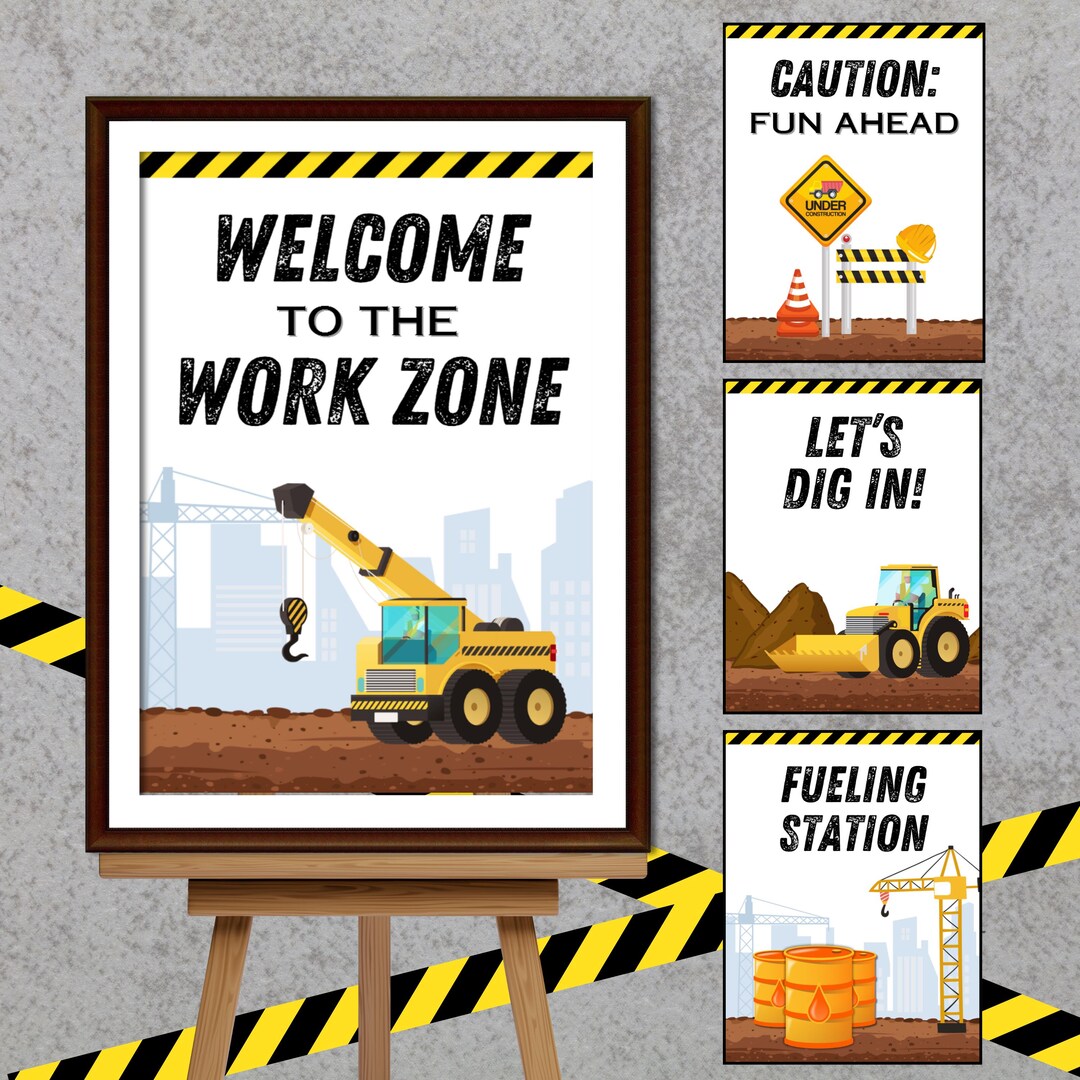 Construction Birthday Display Signs, Construction Birthday Welcome Sign ...