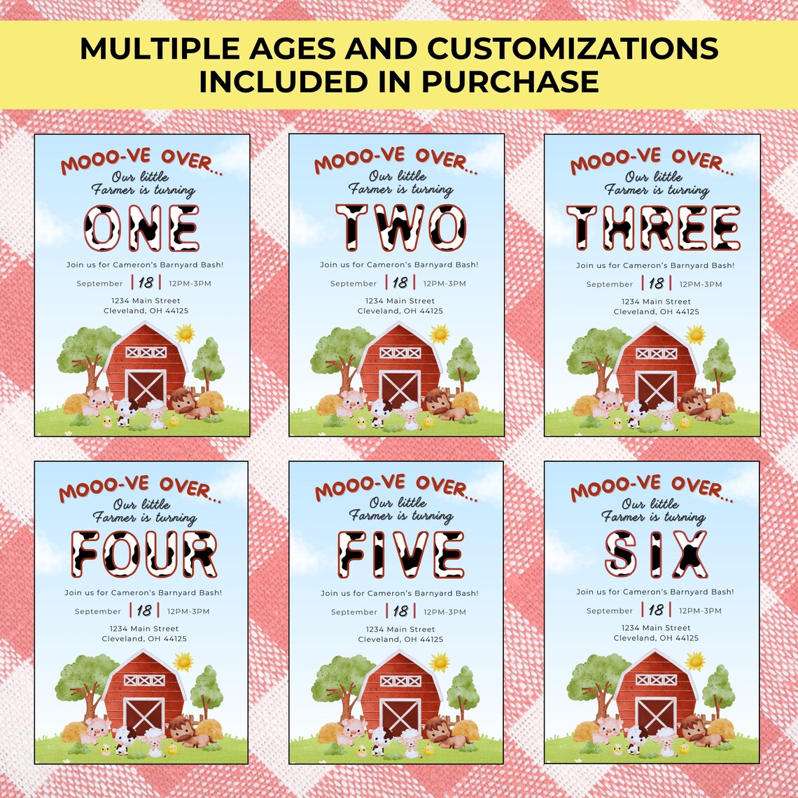 Farm Birthday Invitation Template, Customizable Farm Theme Invite ...