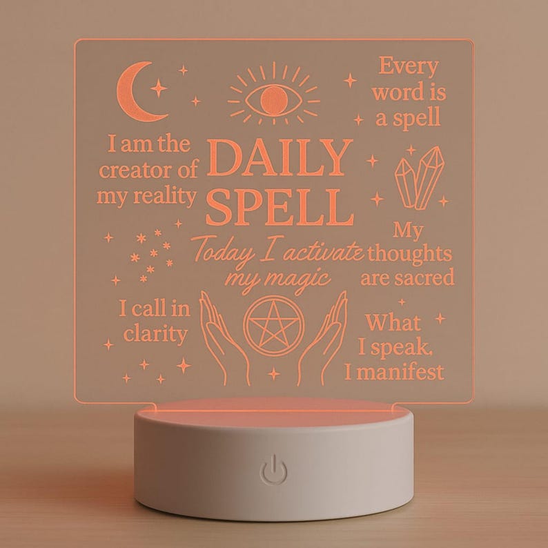 Engraved Witch Altar LED Lamp, Daily Ritual, Wiccan Pagan Decor - Etsy