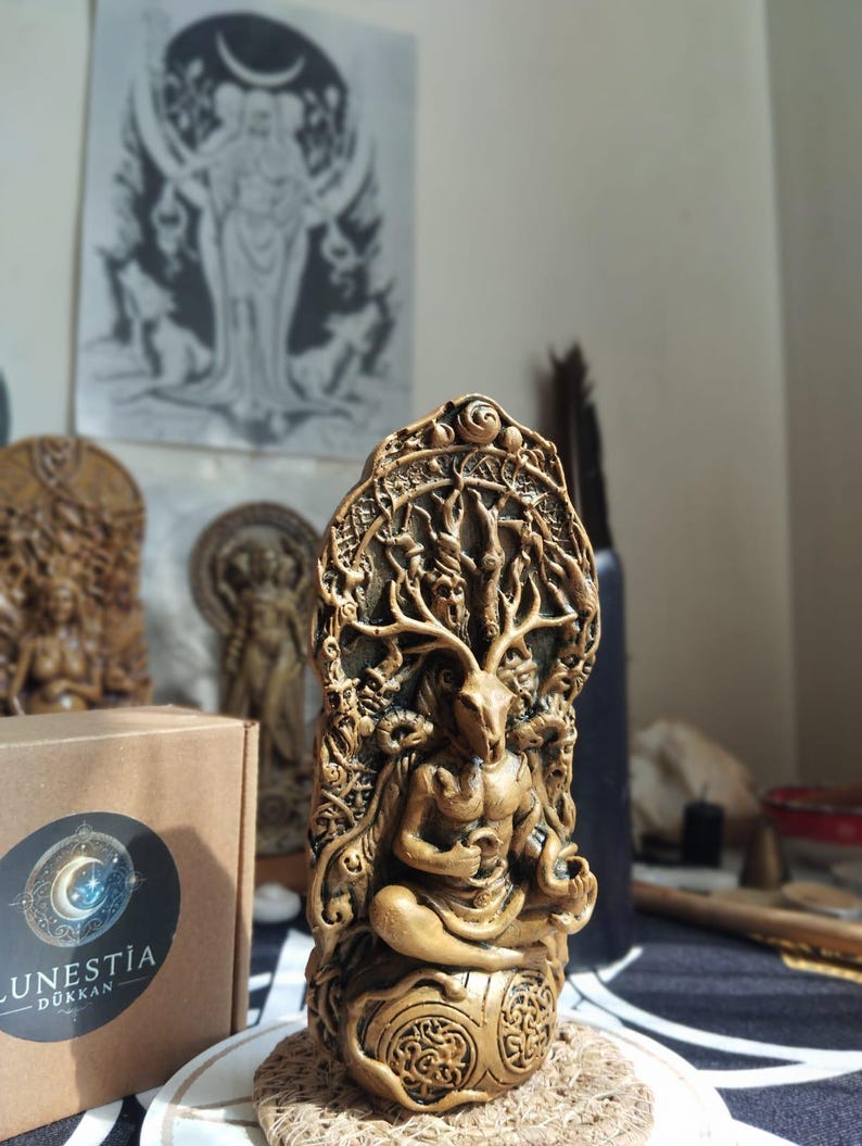 Cernunnos Statue – Celtic Horned God Figurine, Pagan Mythology Altar ...