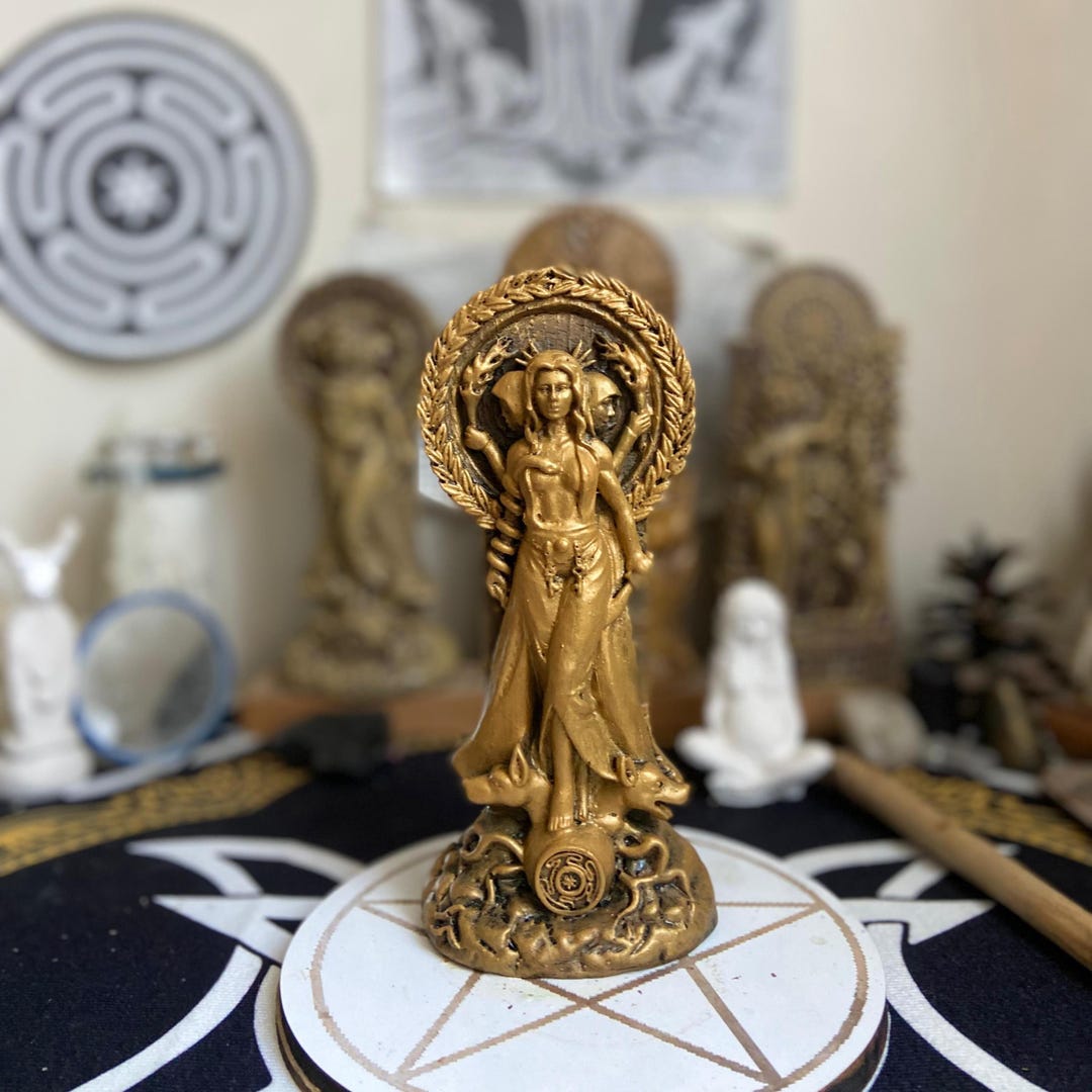 Hecate, Hecate Goddess Statue, Hekate, Greek, Triple Goddess Statue, Pagan Home Altar, Hecate ...