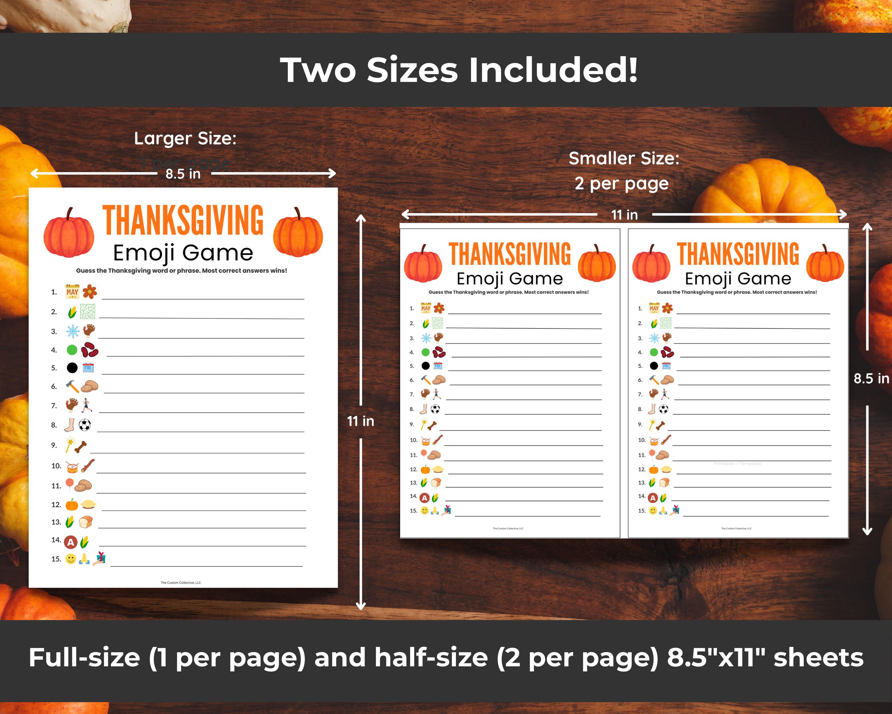 Thanksgiving Emoji Game: Printable Thanksgiving Game for Kids and ...