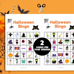 Halloween Bingo Game: 50 Printable Cards, Kids Party Activity (PDF ...