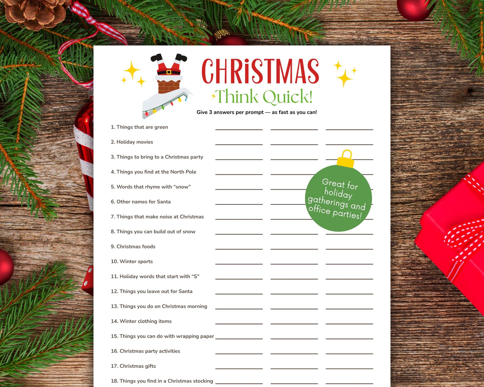 Christmas Think Quick Trivia Game, Printable Holiday Trivia, Ice ...