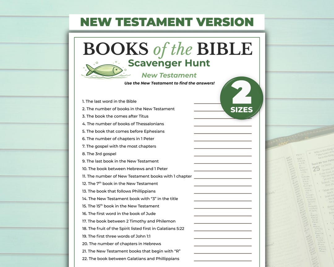 Books of the Bible Scavenger Hunt, Printable Christian Game, Church ...