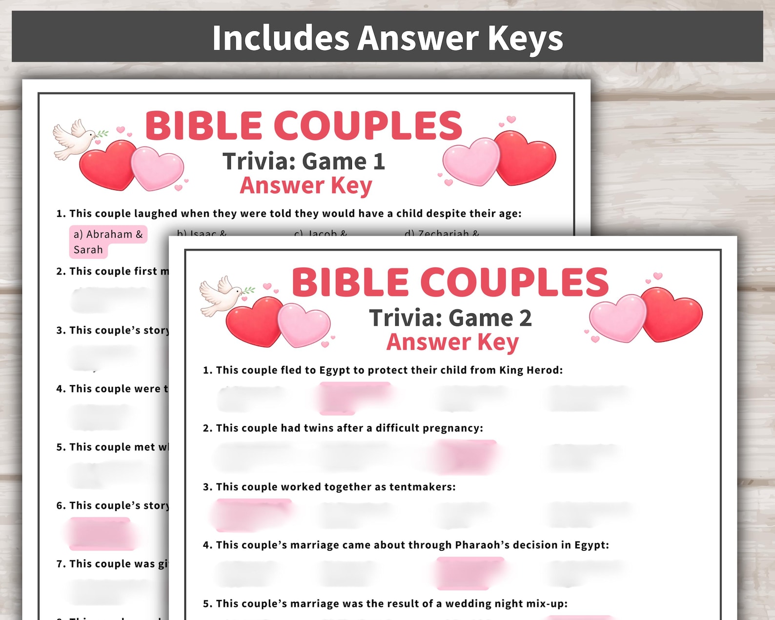Bible Couples Trivia Game Printable, Christian Valentine’s Bible Trivia ...