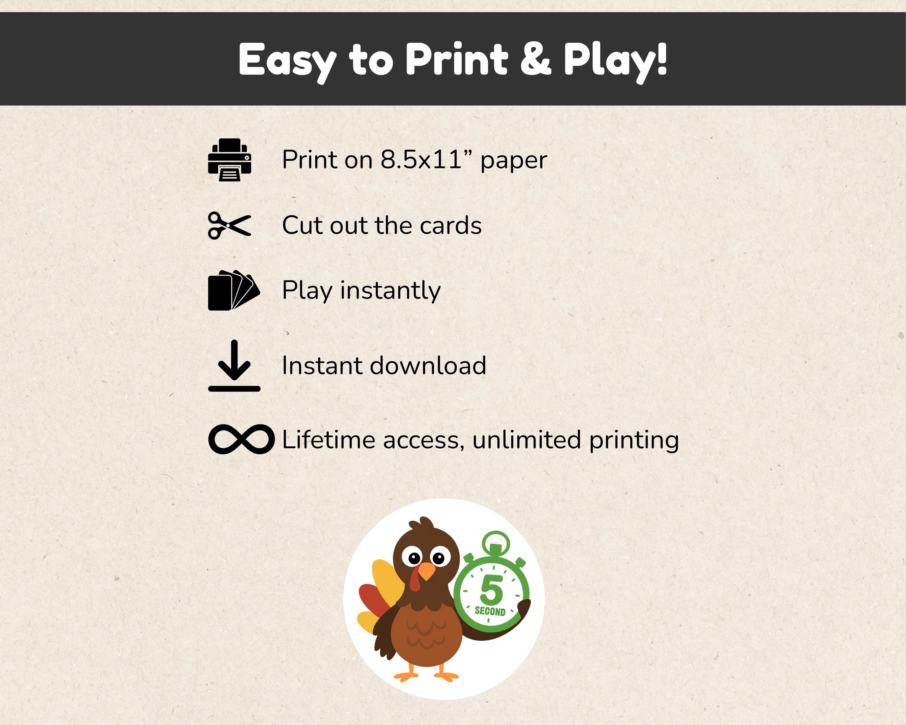 Thanksgiving 5 Second Game, Printable Thanksgiving Game, Fun Dinner ...