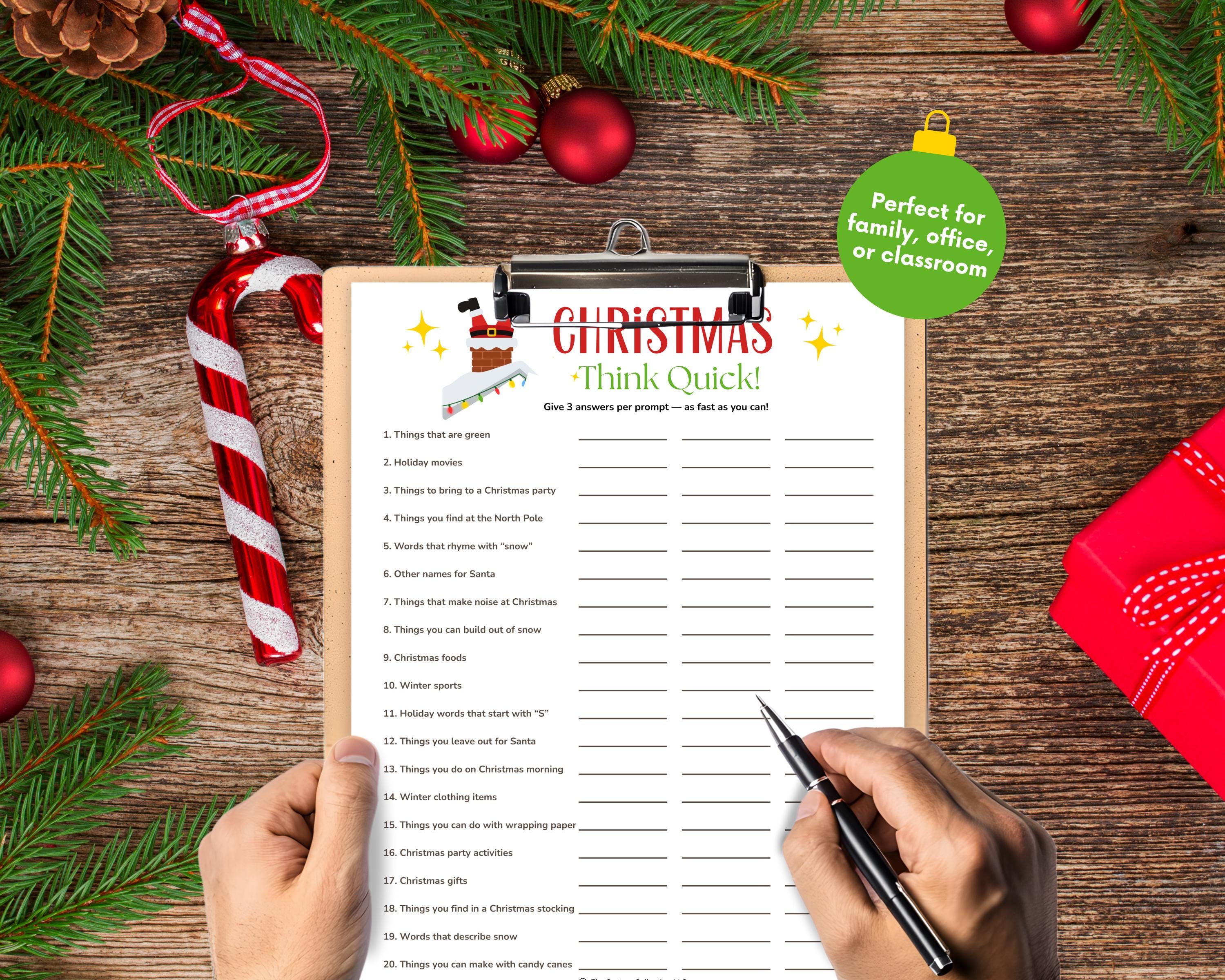Christmas Think Quick Trivia Game, Printable Holiday Trivia, Ice ...