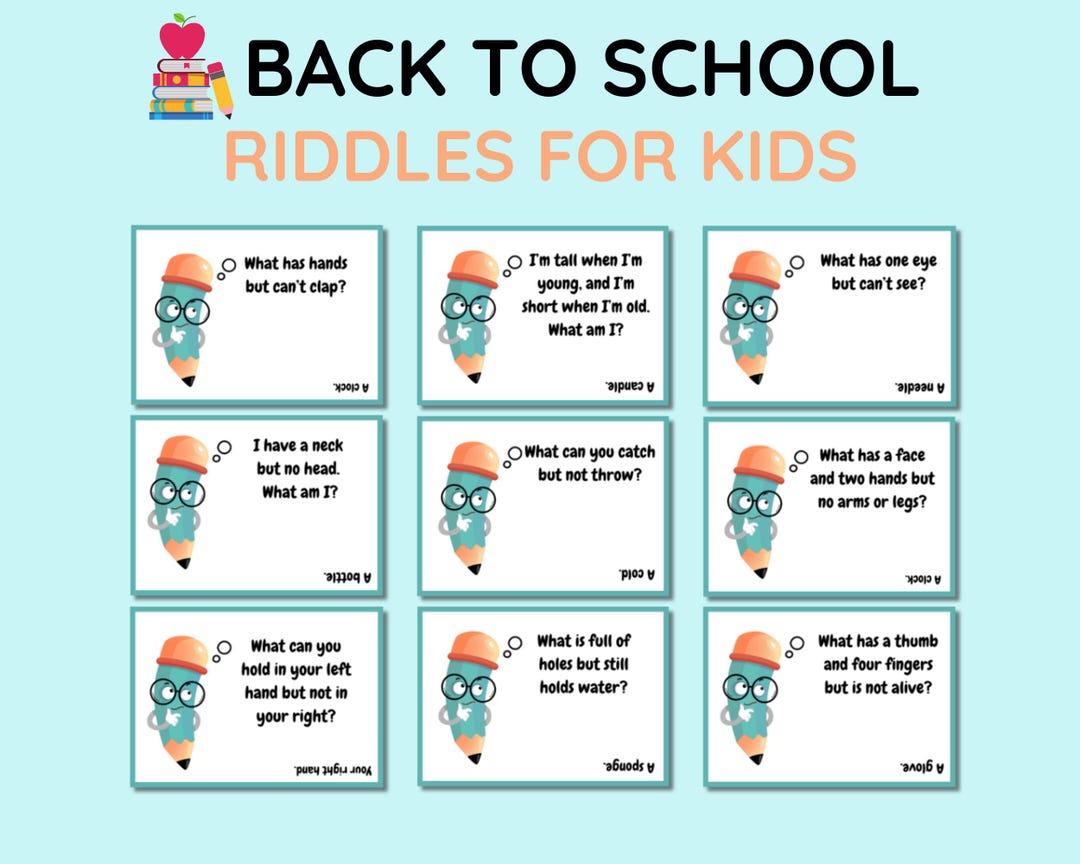 Lunch Box Notes for Kids, Riddles Edition, 48 Printable Brain Teasers ...