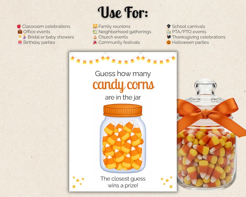 Candy Corn Guessing Game, Printable Guess How Many Sign for Halloween ...