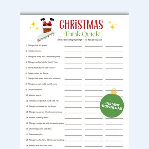 Christmas Think Quick Trivia Game, Printable Holiday Trivia, Ice ...