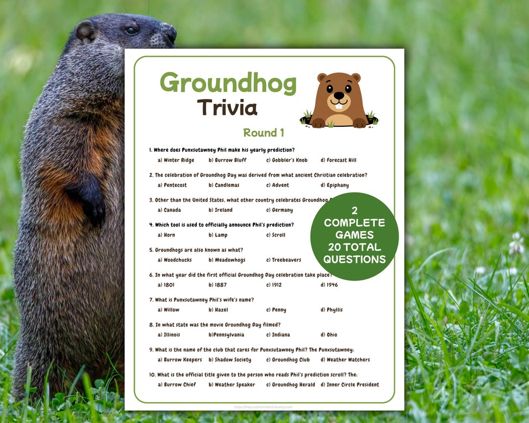 Groundhog Day Trivia Game, Printable Groundhog Day Activity ...