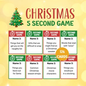 Christmas 5 Second Game, Printable Holiday Activity, Group Game for ...