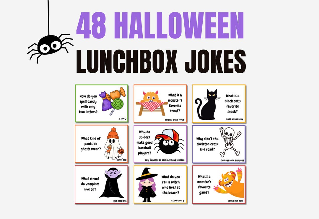 48 Halloween Lunchbox Jokes for Kids, Printable Lunchbox Cards ...