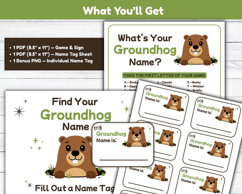 What’s Your Groundhog Name Game, Printable Groundhog Day Classroom ...