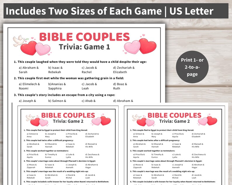 Bible Couples Trivia Game Printable, Christian Valentine’s Bible Trivia ...