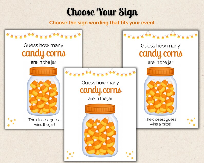 Candy Corn Guessing Game, Printable Guess How Many Sign for Halloween ...