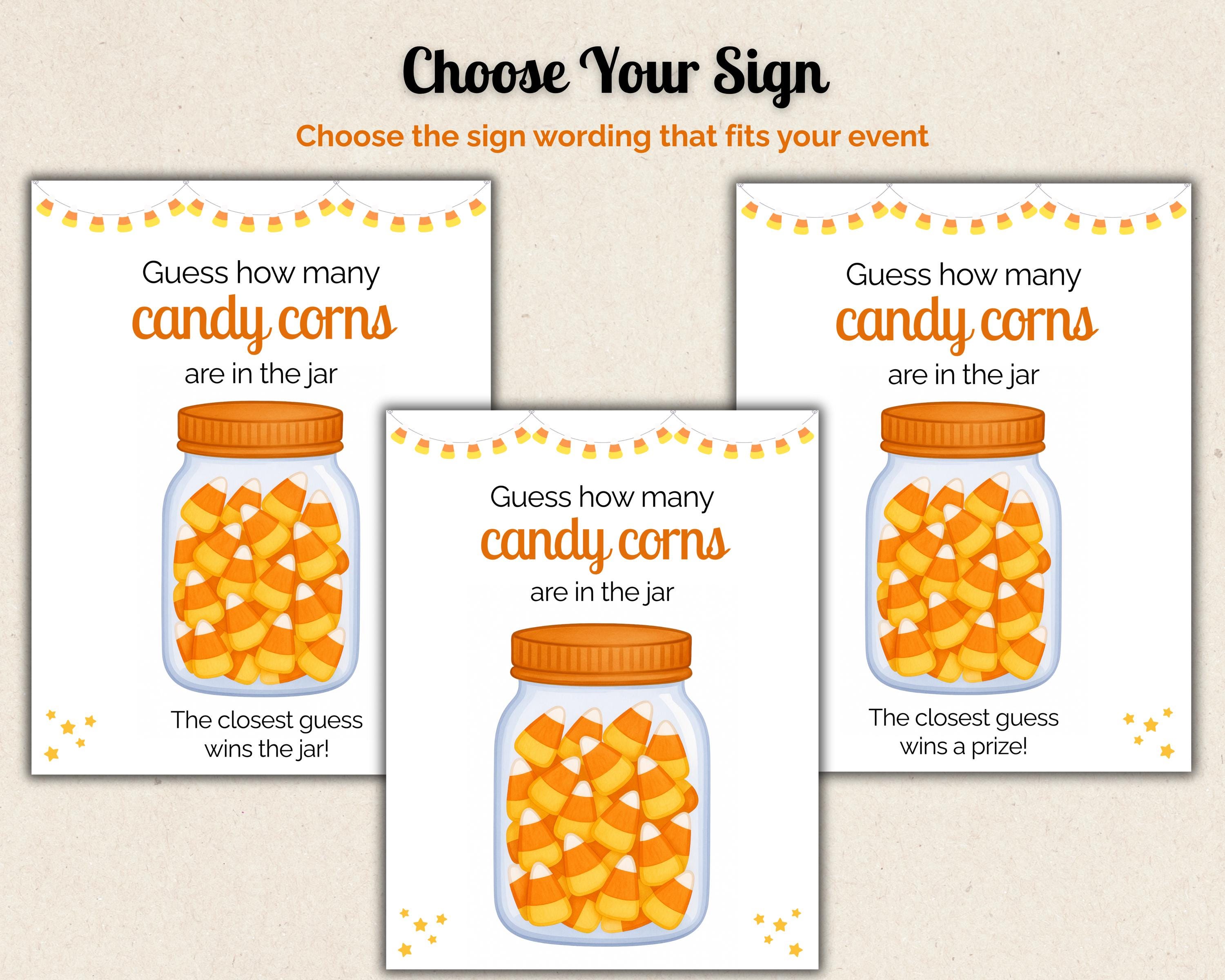 Candy Corn Guessing Game, Printable Guess How Many Sign for Halloween ...